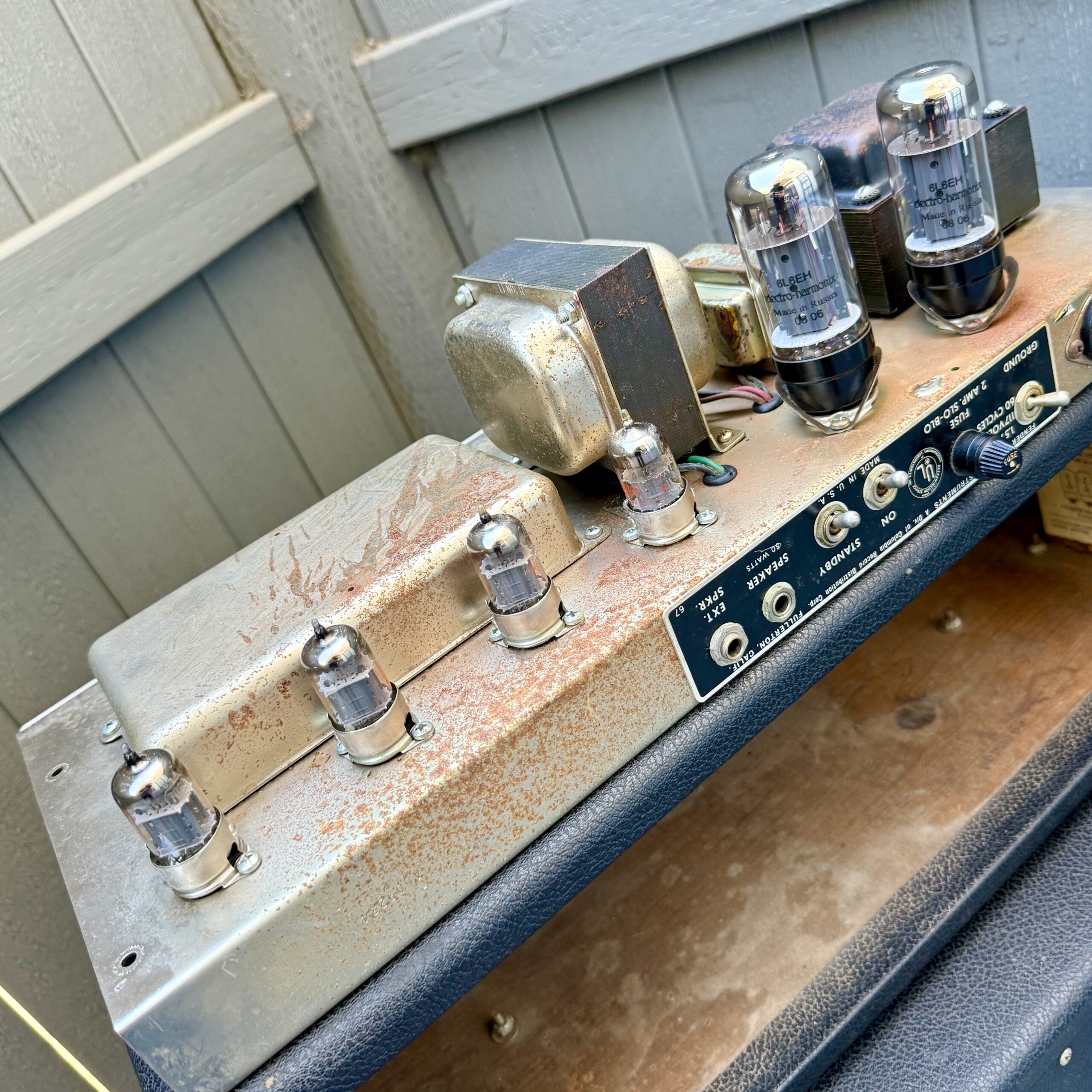 1965 Fender Bassman Amp Black Face (AA165) w/matching 2×12″ Piggyback ...